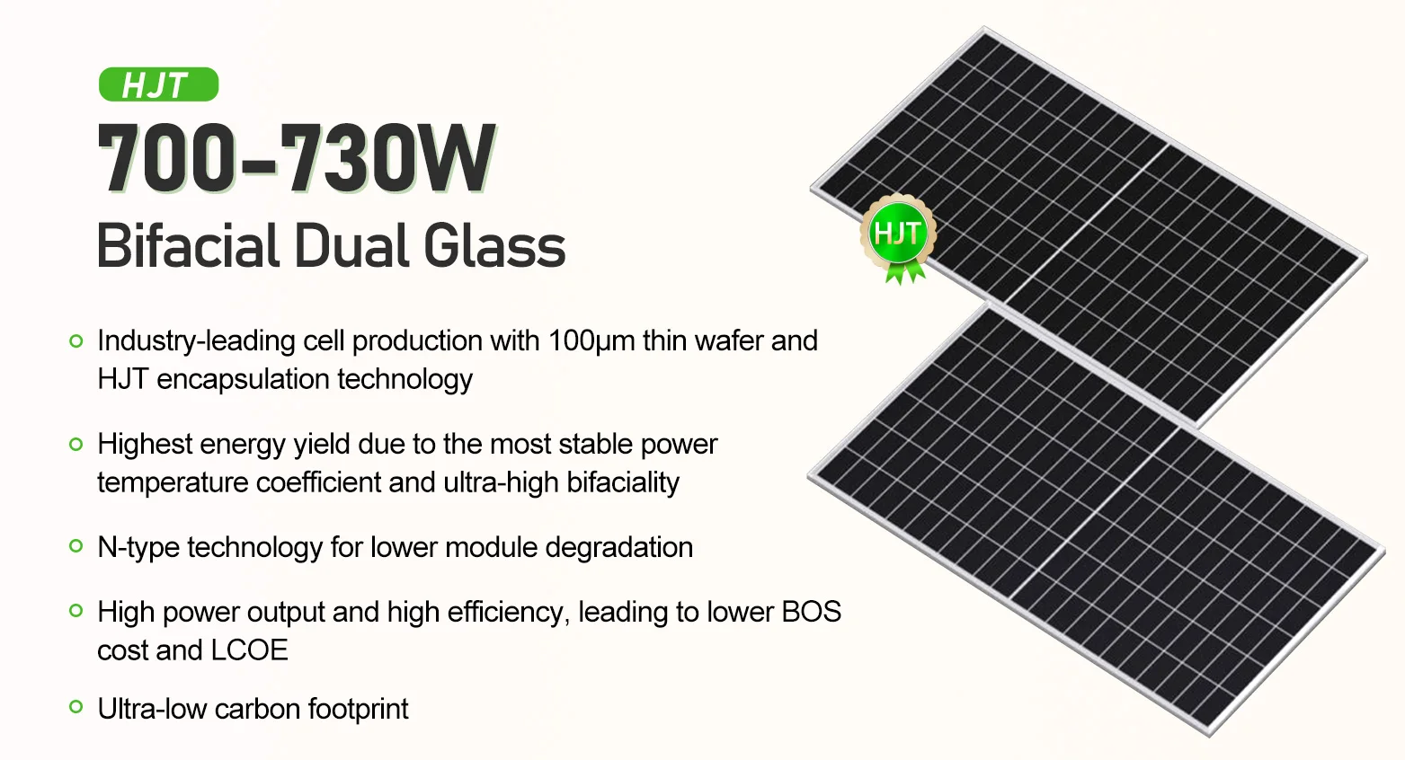 Hjt Bifacial Double Glass Solar Panels 700w 710w 720w 730w Photovoltaic Solar Module For Solar ...