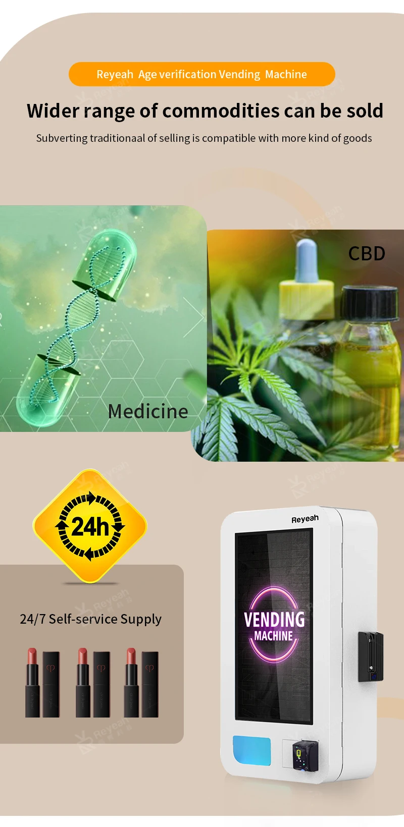 Wall Mounted Vending Machines Touch Screen Smart Self Service Tobacco ...