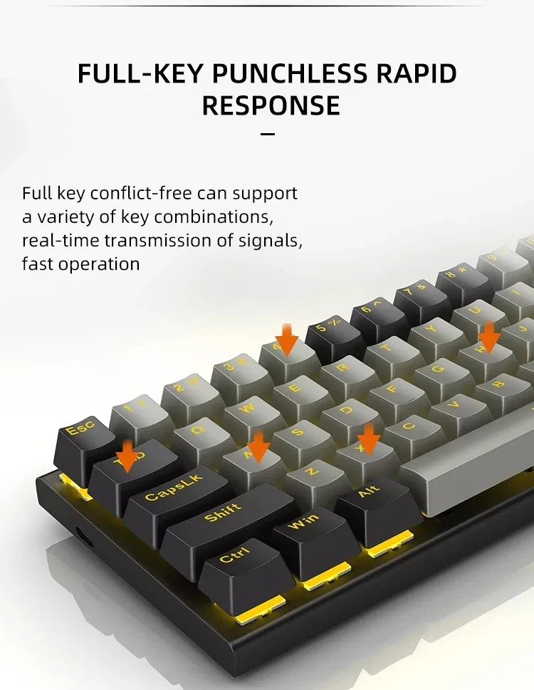 E-yooso Portable 60% Gaming Keyboard - LED Backlight 61keys