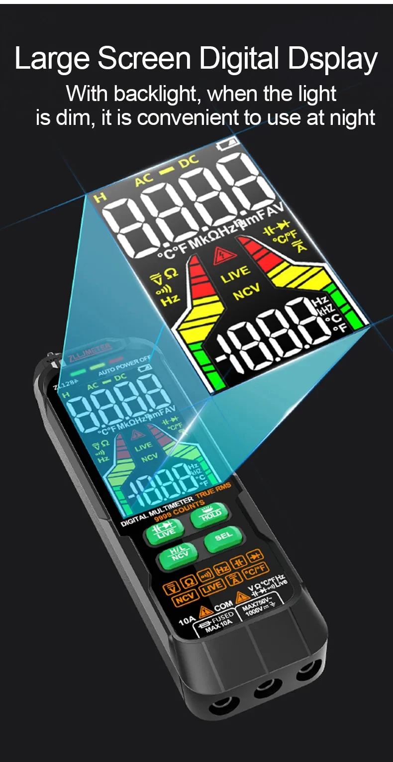 ZL126A Smart Digital Multimeter - AC DC Voltage Detector