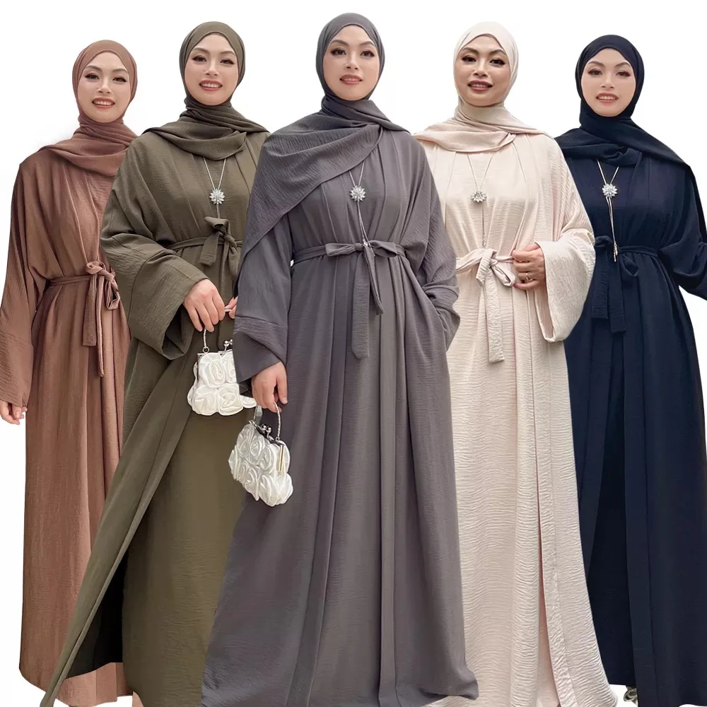 Traditional Muslim 2 Piece Abaya Set - Solid Color Options