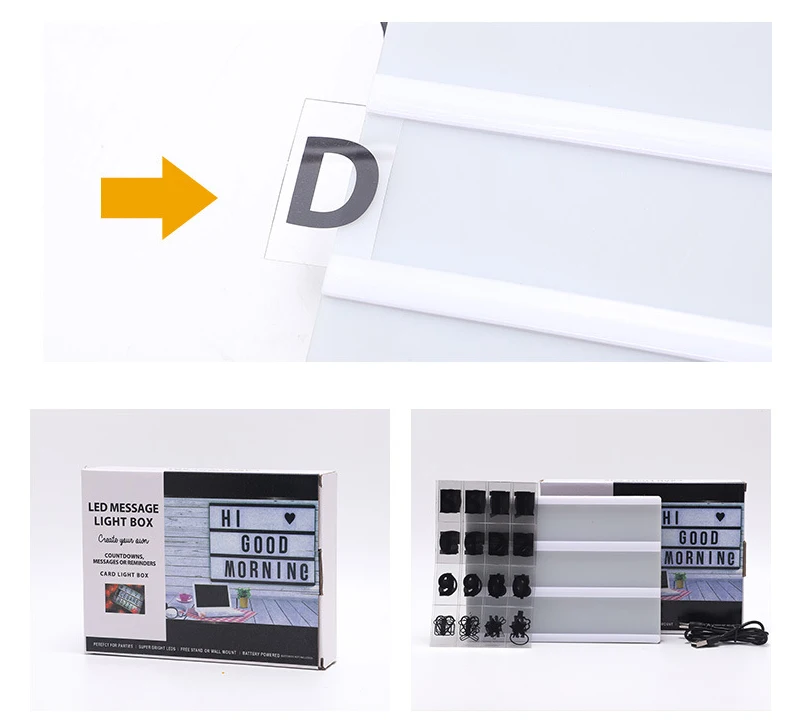 A4 CINEMATIC LED LIGHT up LETTER BOX SIGN USB WEDDING PARTY CINEMA ...