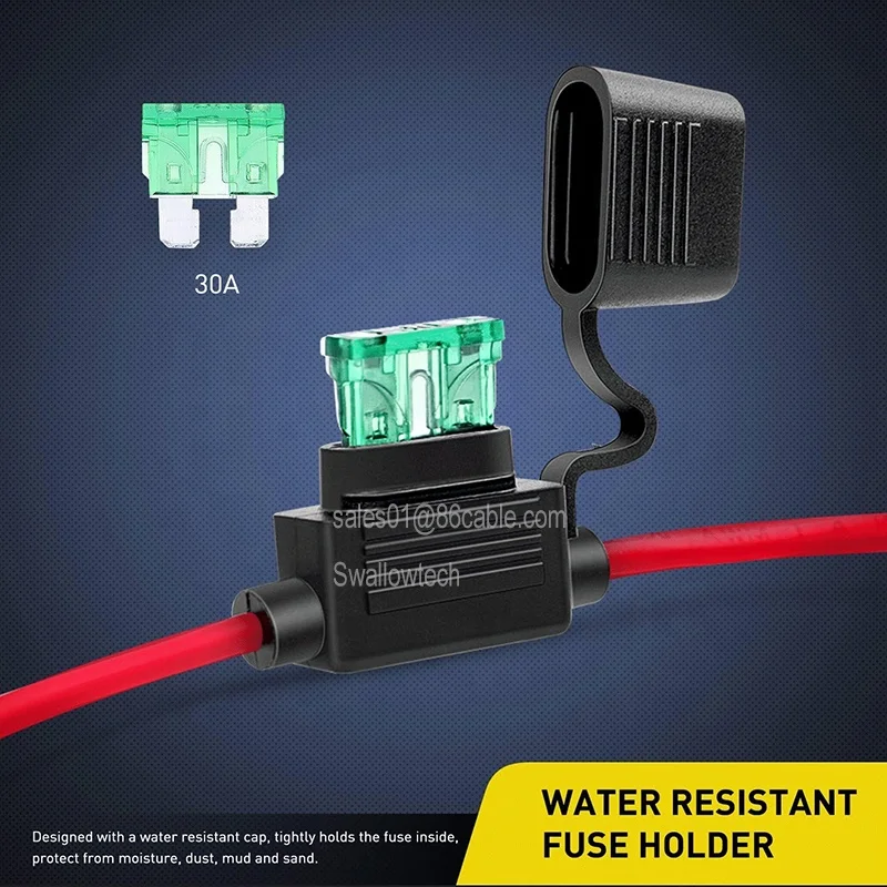 Inline Maxi 10 Gauge AWG Tin Plated Copper Fuse Holder Waterproof 12V ...
