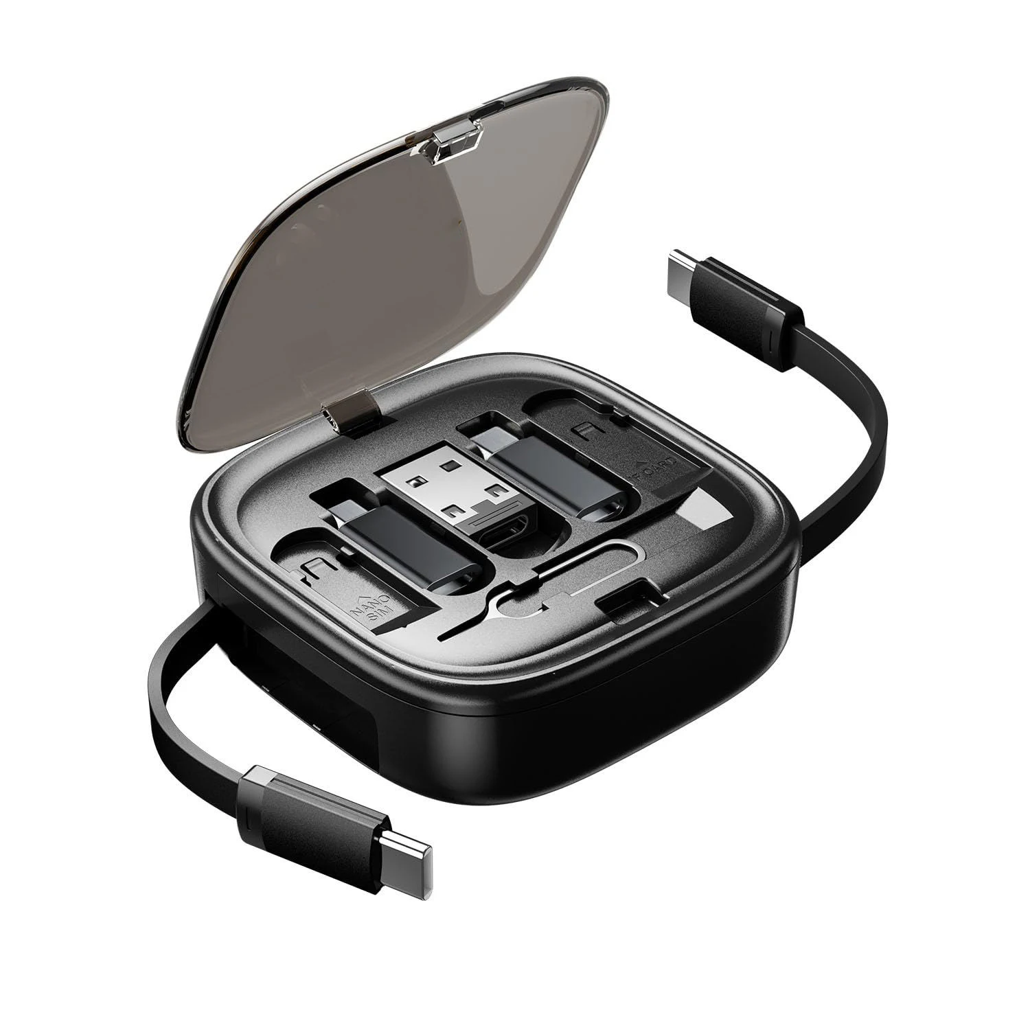 Retractable USB Adapter Cable Conversion Storage Box USB Type C to ...