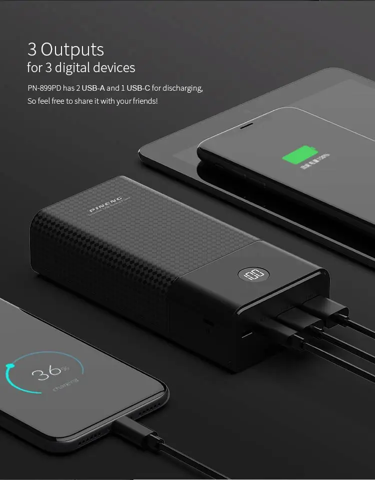 HSONE 899PD Powerbank - 30000mah Portable Charger with Fast Charging