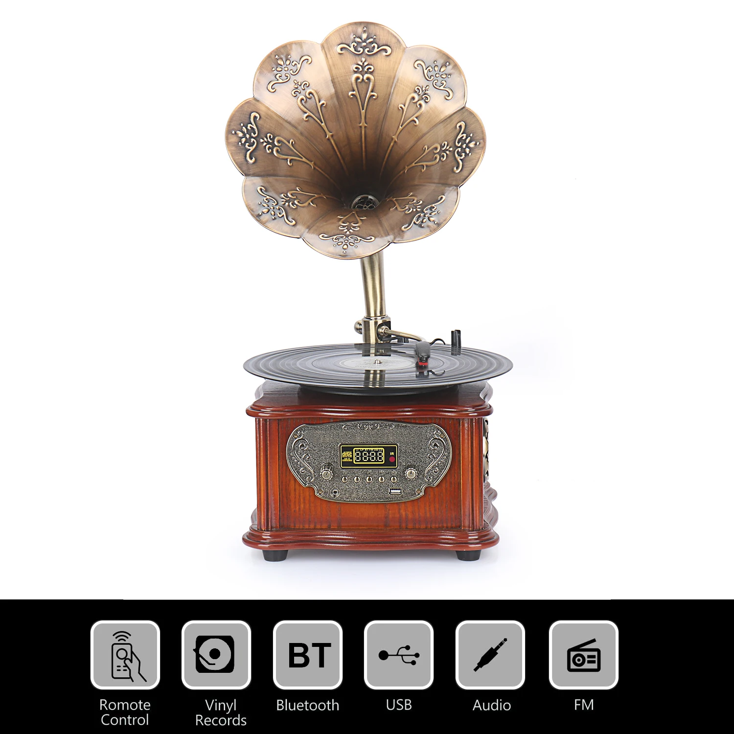 SZHFJCTH Retro All-in-One Turntable - Vintage Phonograph