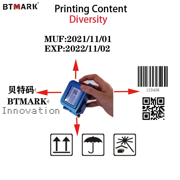 BTMARK Mini Printer Handheld Inkjet Printer Quick Drying Hand Held ...