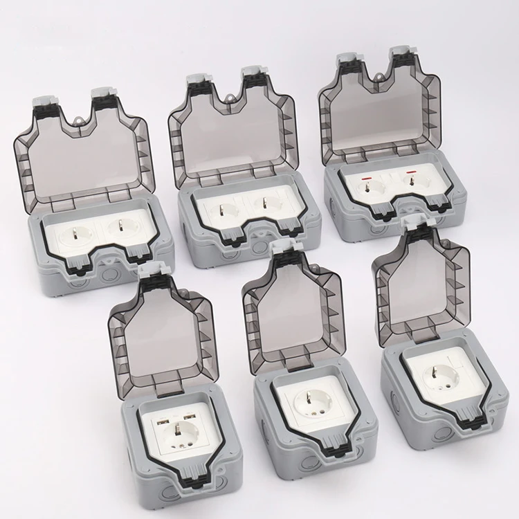 Surface Mounted Storm Proof Euro Power Sockets IP66 1 Gang Outdoor ...