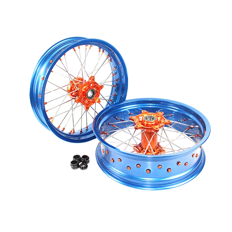 Front And Rear Billet Motorcycle 17 Inch Supermoto Alloy Wheels For Ktm ...