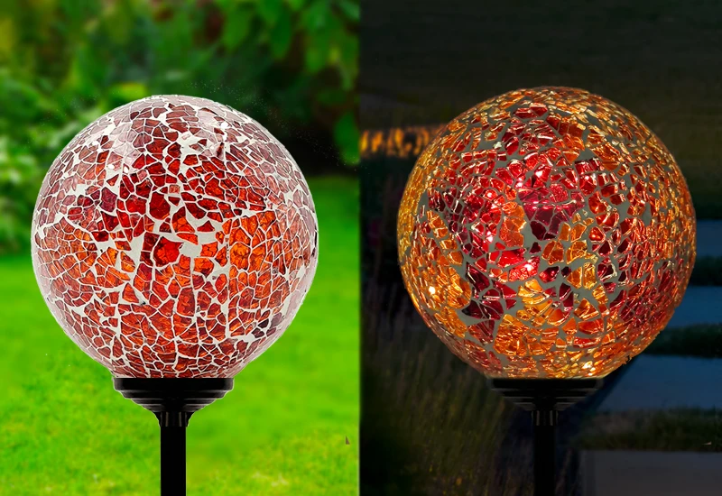 Decorative Lighting Mosaic Gazing Ball Garden Solar Stake Lights