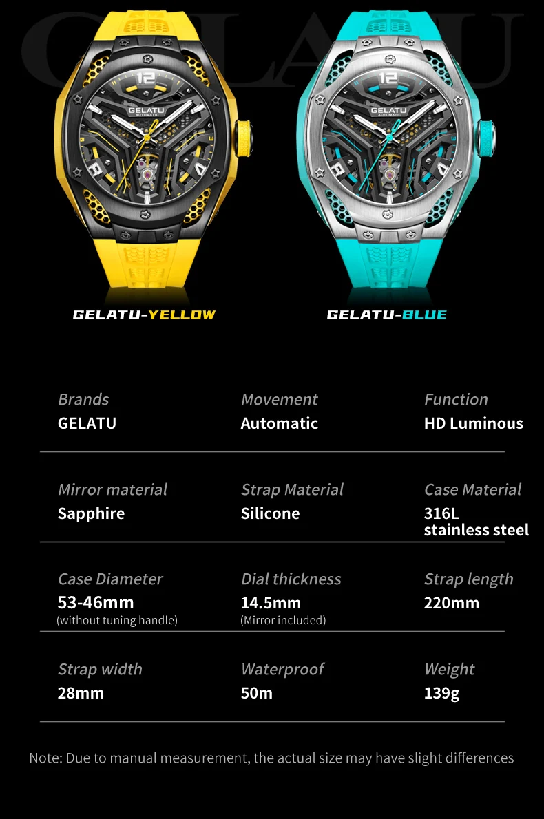 GELATU 6007 Luxury Sport Watch - Stainless Steel & Automatic