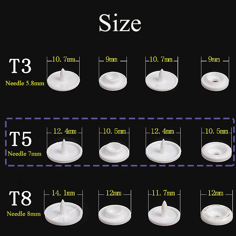 Plastic Snap Sizes