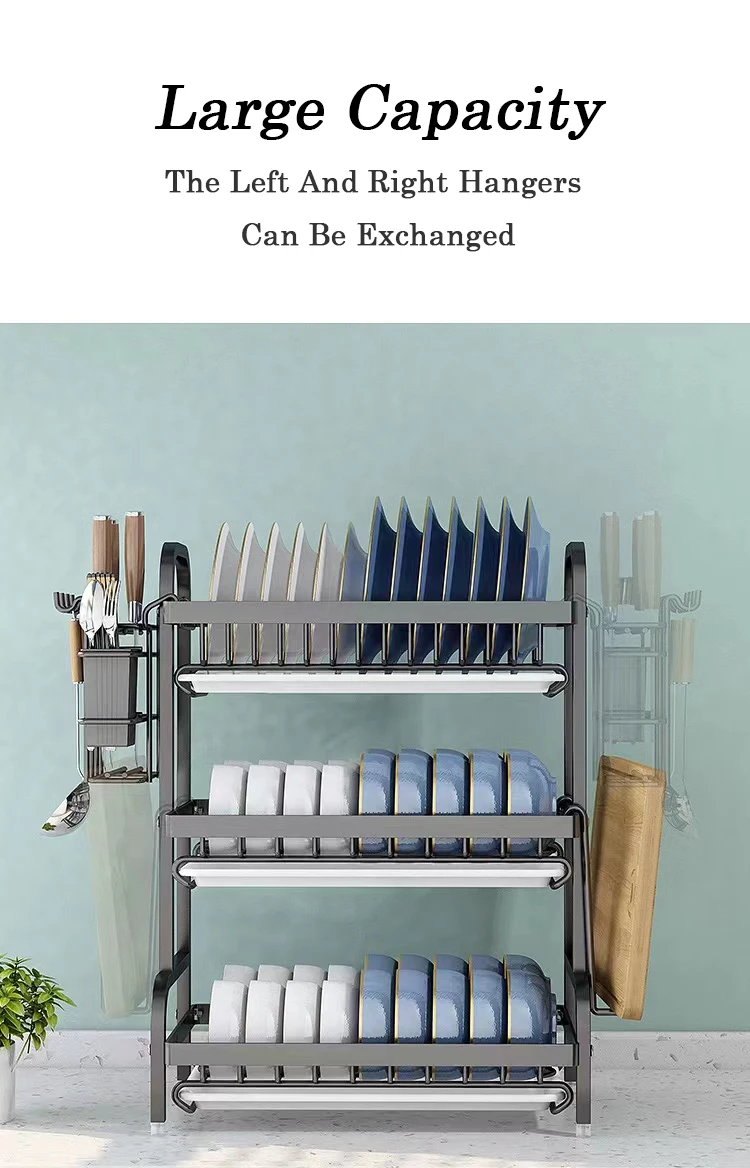 Kitchen Sink Dish Drain Rack 2 Tier Dish Drying Rack Tableware Bowl ...