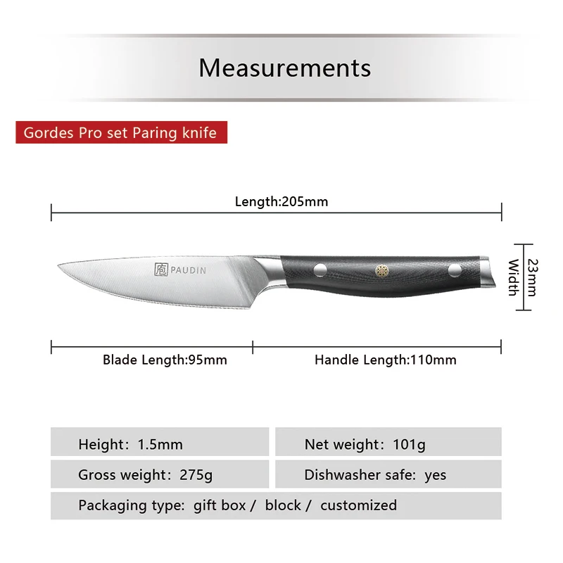 Gp7 Ultra Sharp 3.5 Inch Chefs Knife German Steel Balde With G10 Fiberglass Handle Oem Kitchen ...