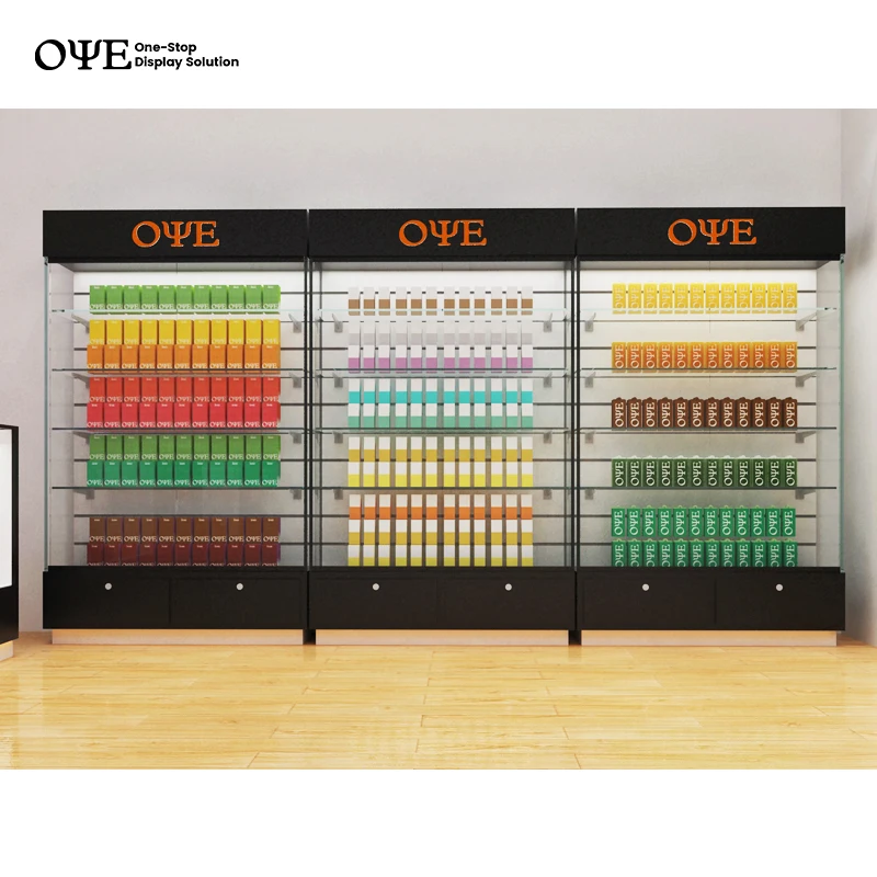 Customized Smoke Shop Interior Design Decoration Retail Glass Display ...
