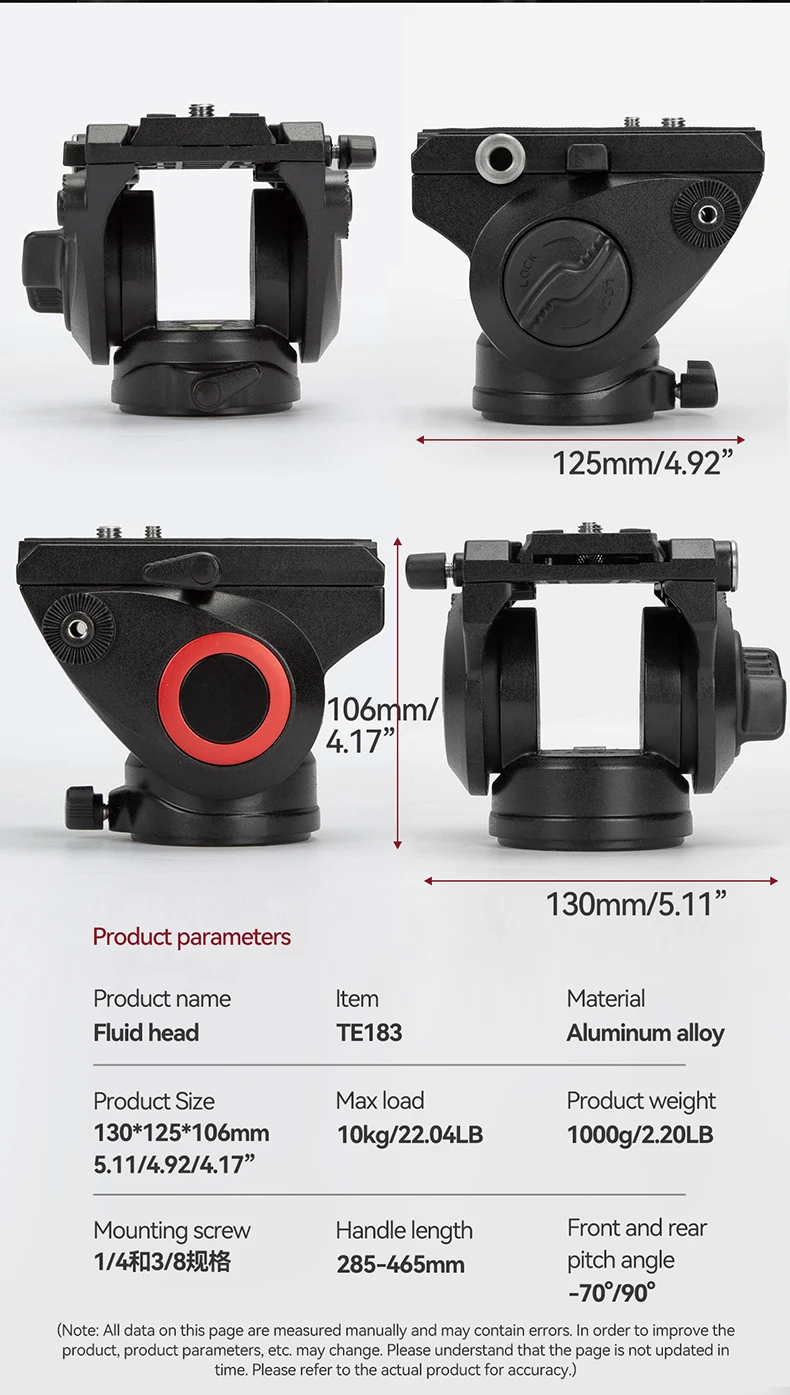 Heavy Duty 63mm Aluminum Alloy Fluid Video Head 360 Panoramic Rotation ...