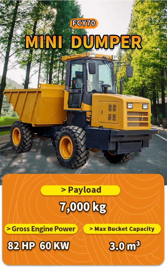 4WD EPA Engine 7Ton Hydraulic Power Steering System Site Dumper for ...