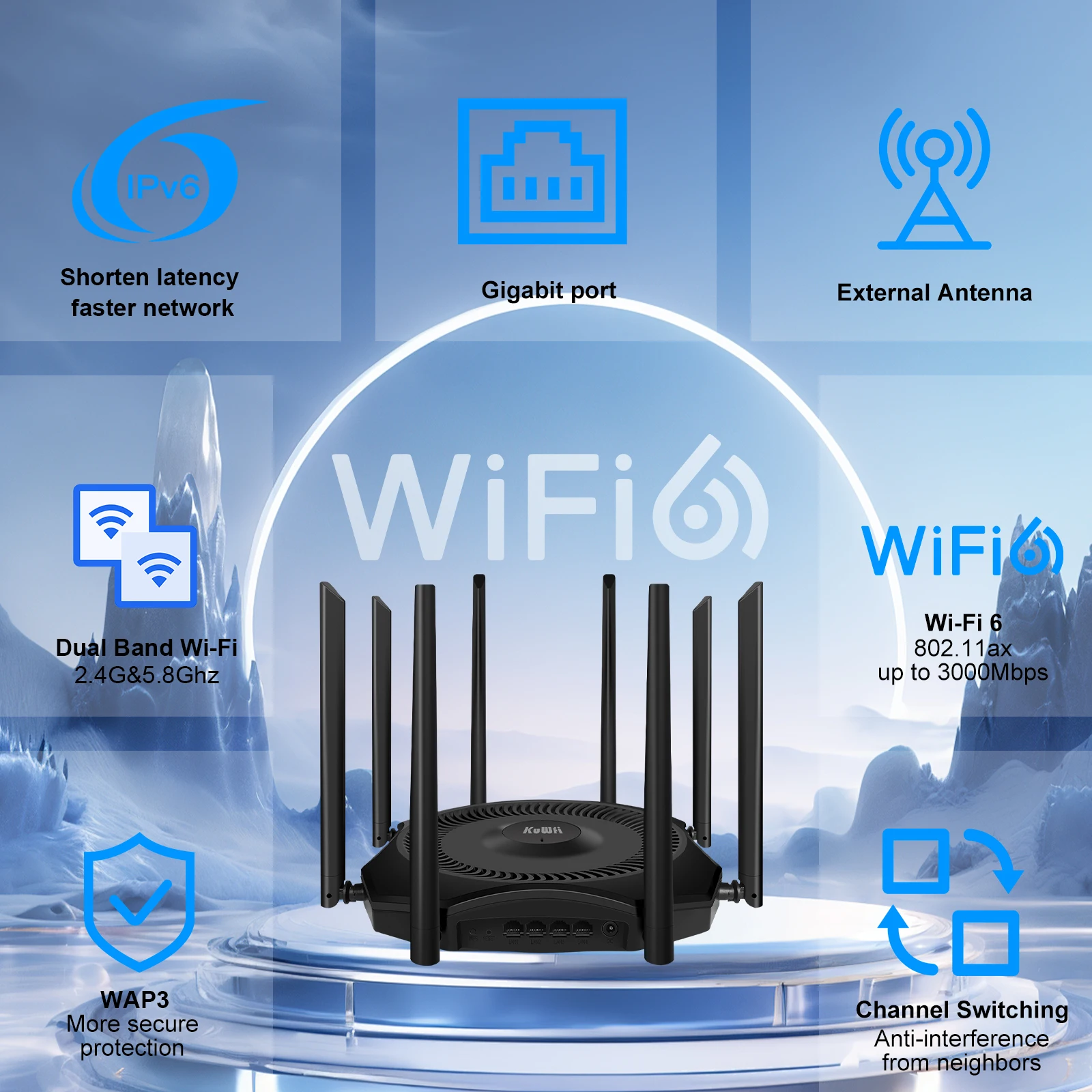 Customized KuWFi Black Fast Speed Router Lte 4g Hotspot Enterprise ...