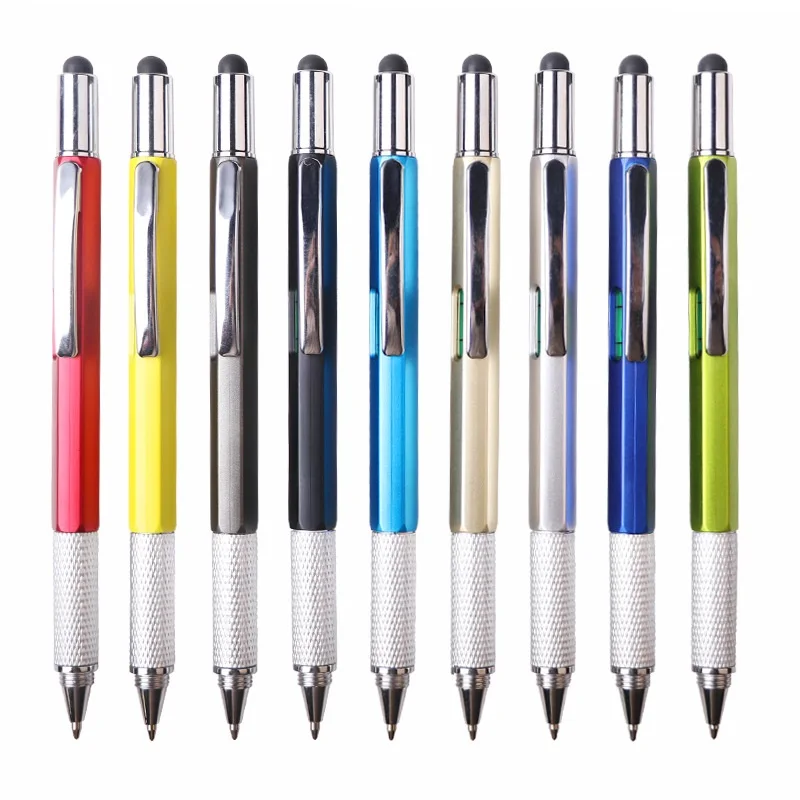 Custom logo 6 in 1 Multi Function Plastic Tool Pen With Stylus Dual ...