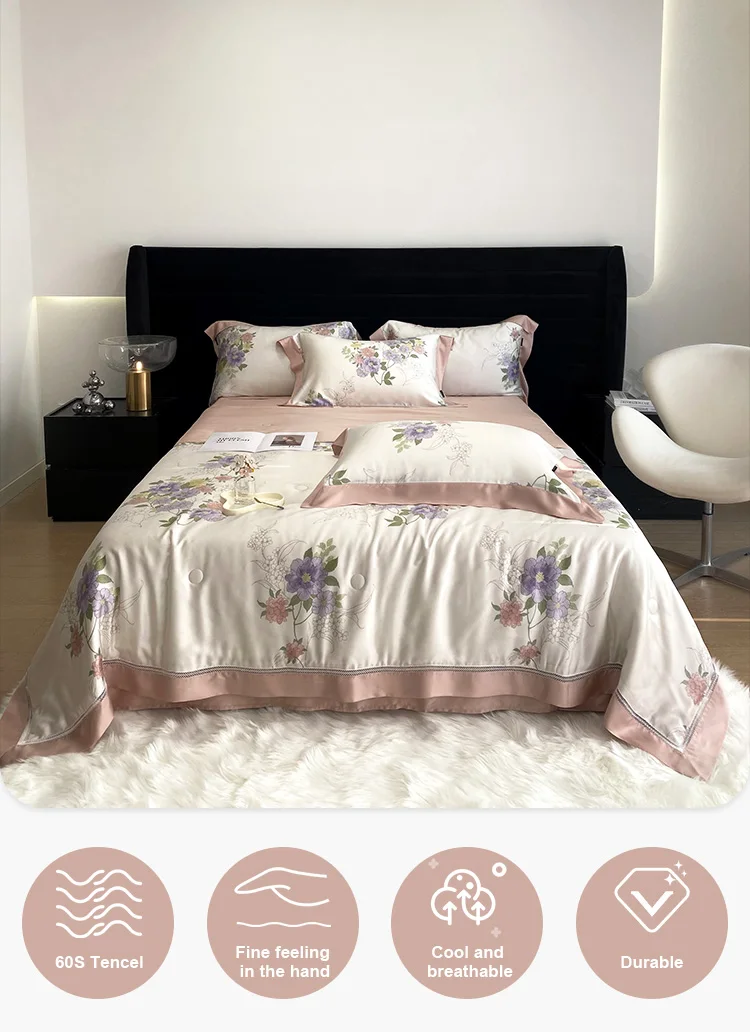 Sndon 60s 100% Tencel Deluxe Summer Sheet Comforter Set Quality ...