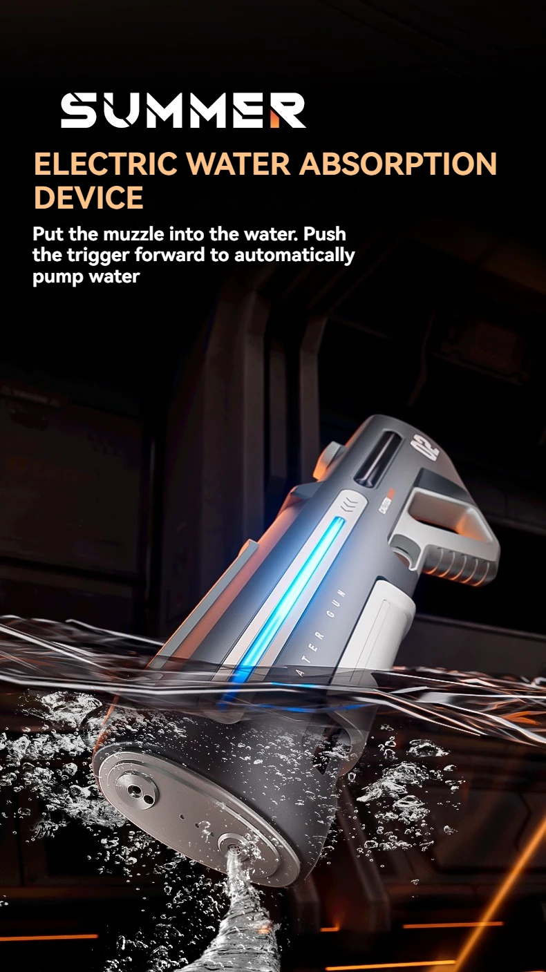 Kids 300ml Electric Water Gun with LED Lights & Self-priming