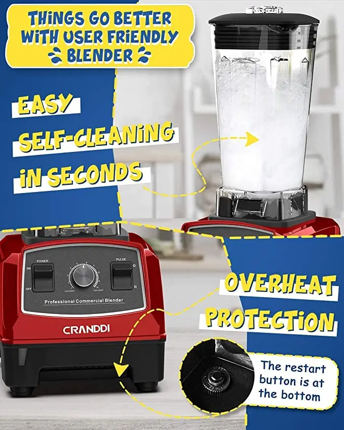 CRANDDI Professional Blenders BPA Free Pitcher and Self Cleaning ...