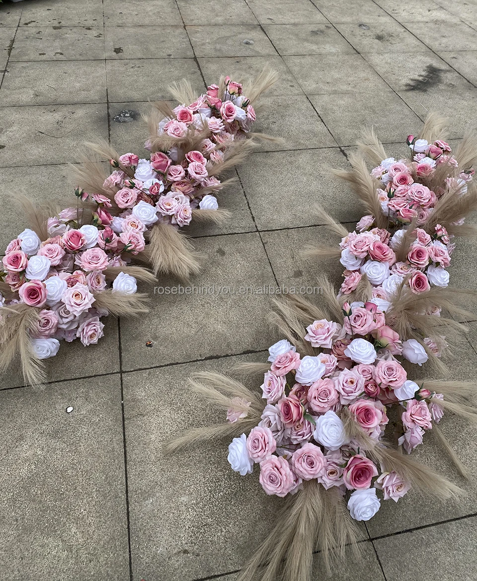 Luxury Wedding Table Pampas Flower Runner Arch Frame Backdrop Flower ...