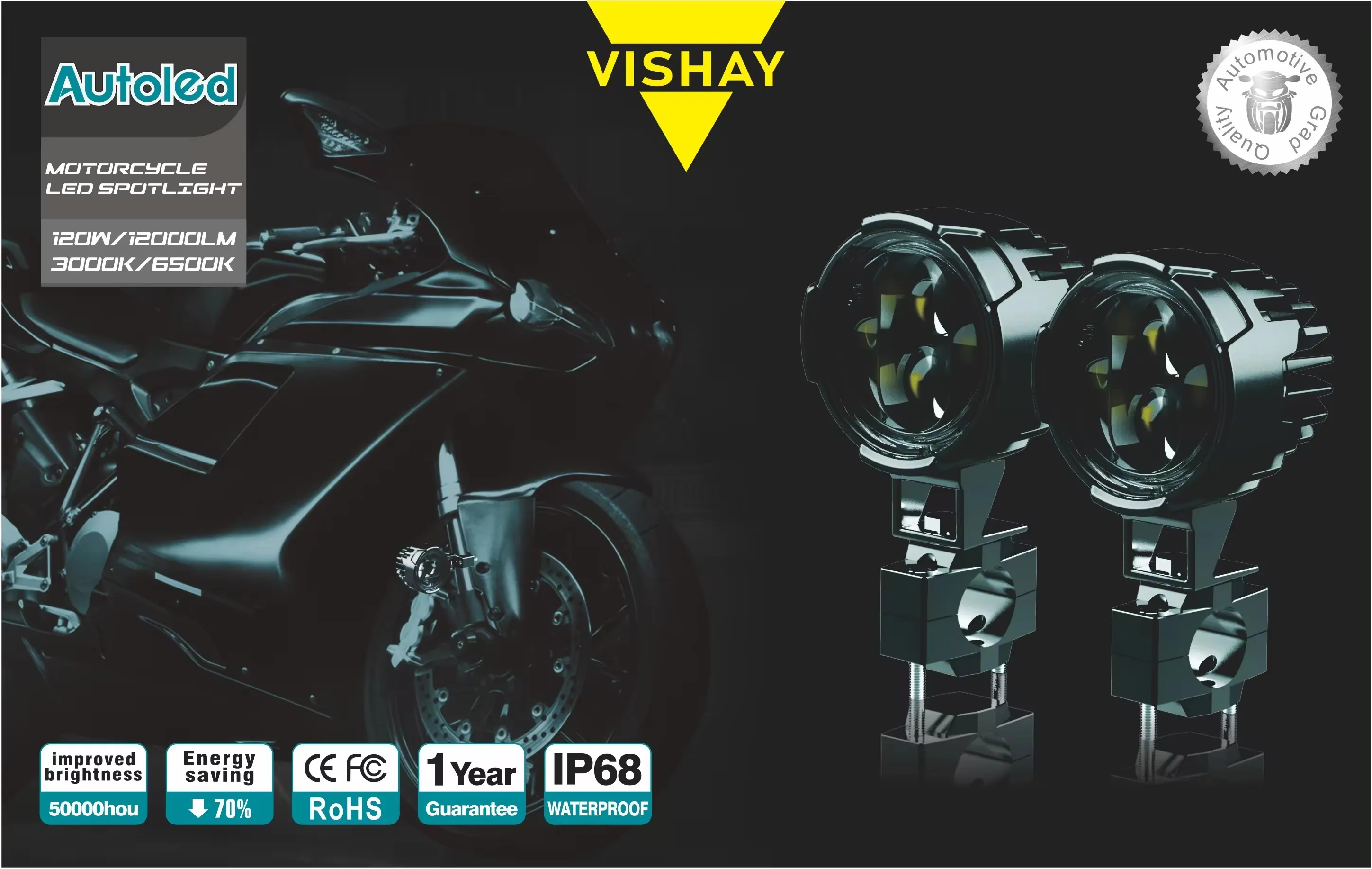 Motoled Motorcycle Headlight Led Spotlight 12v L6x Electric Bicycle ...