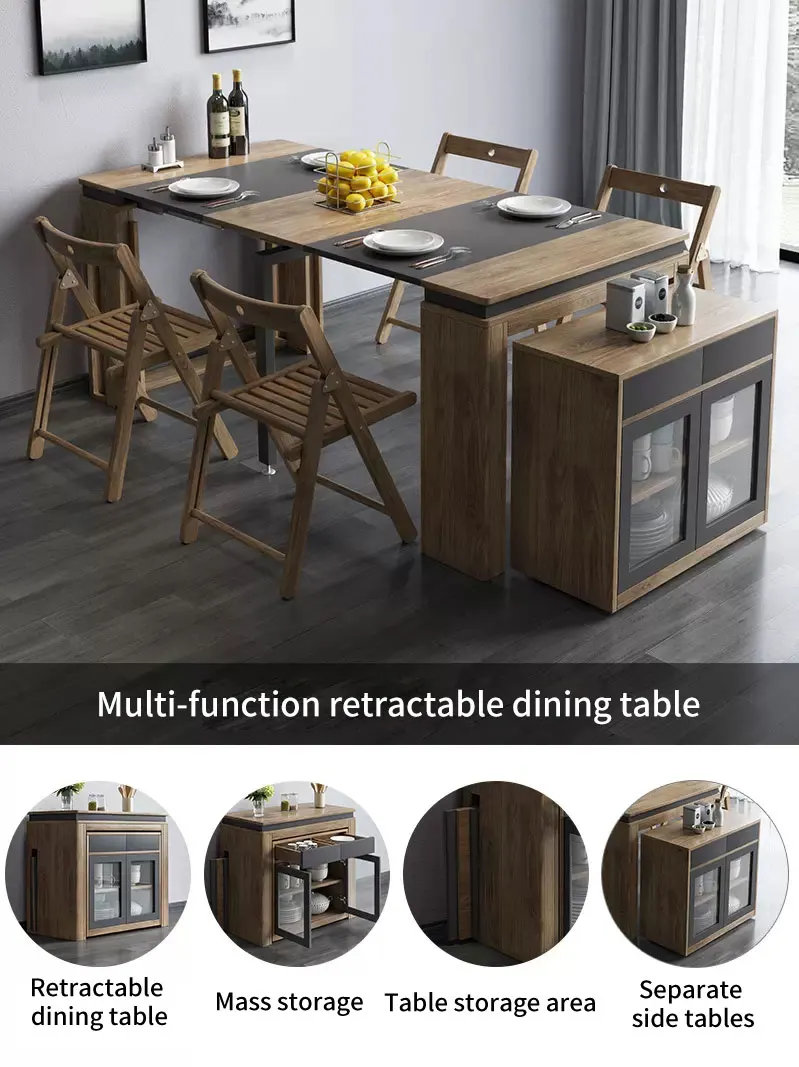 Nordic Small Unit Expandable Dining Table Chair Combination Modern and ...
