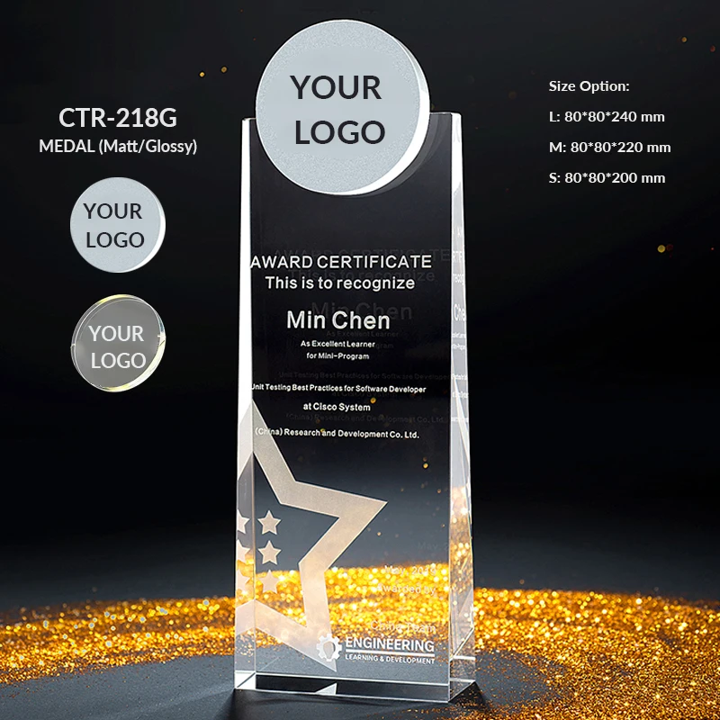 Custom Inclined K9 Crystal Trophy Awards - Engraving Glass