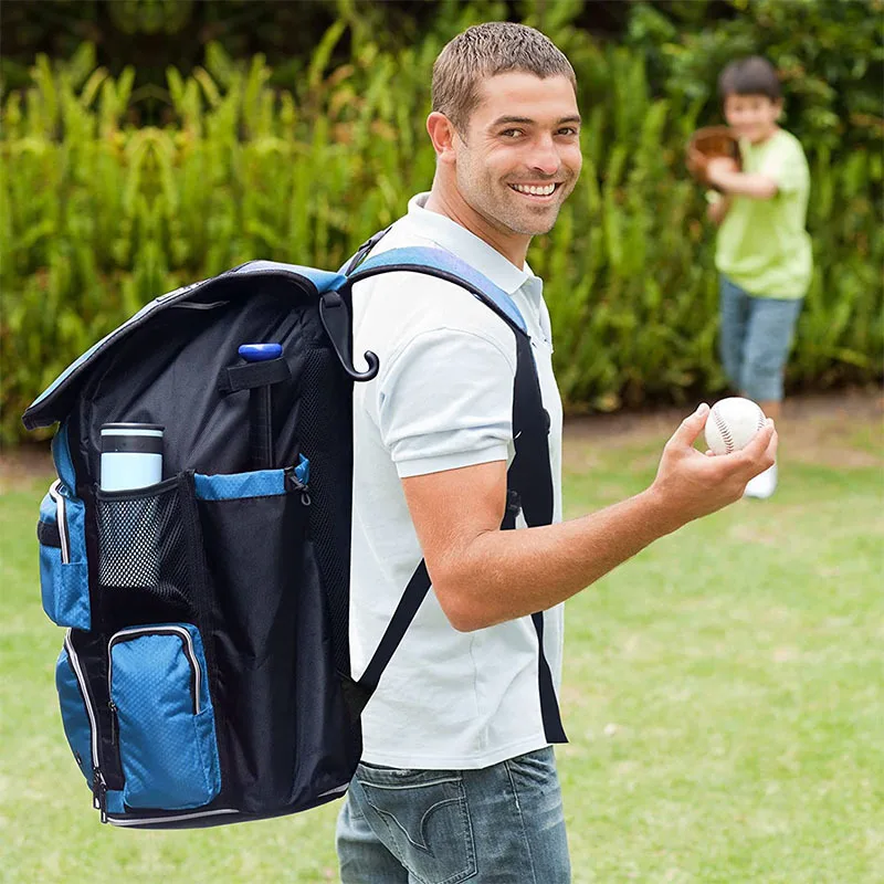 Custom Fashion New Baseball Backpack Softball Backpack Blue With Hook ...