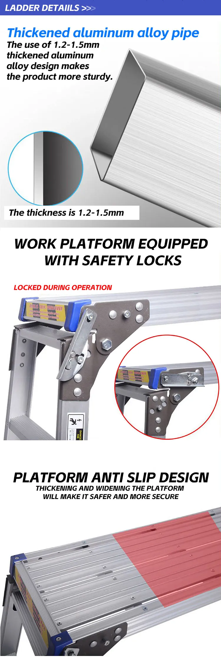 Aluminum Working Platform Step Stool Ladder - Portable & Durable