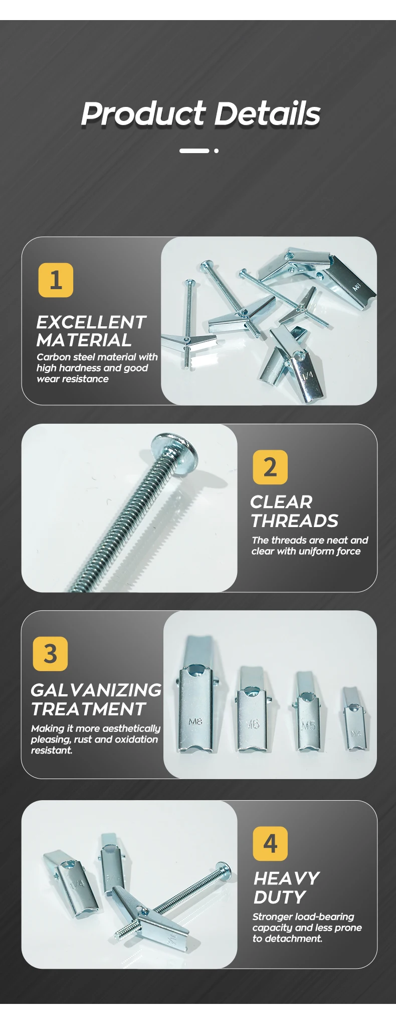 Professional Production Spring Toggle Anchor Bolt With Machine Screw ...