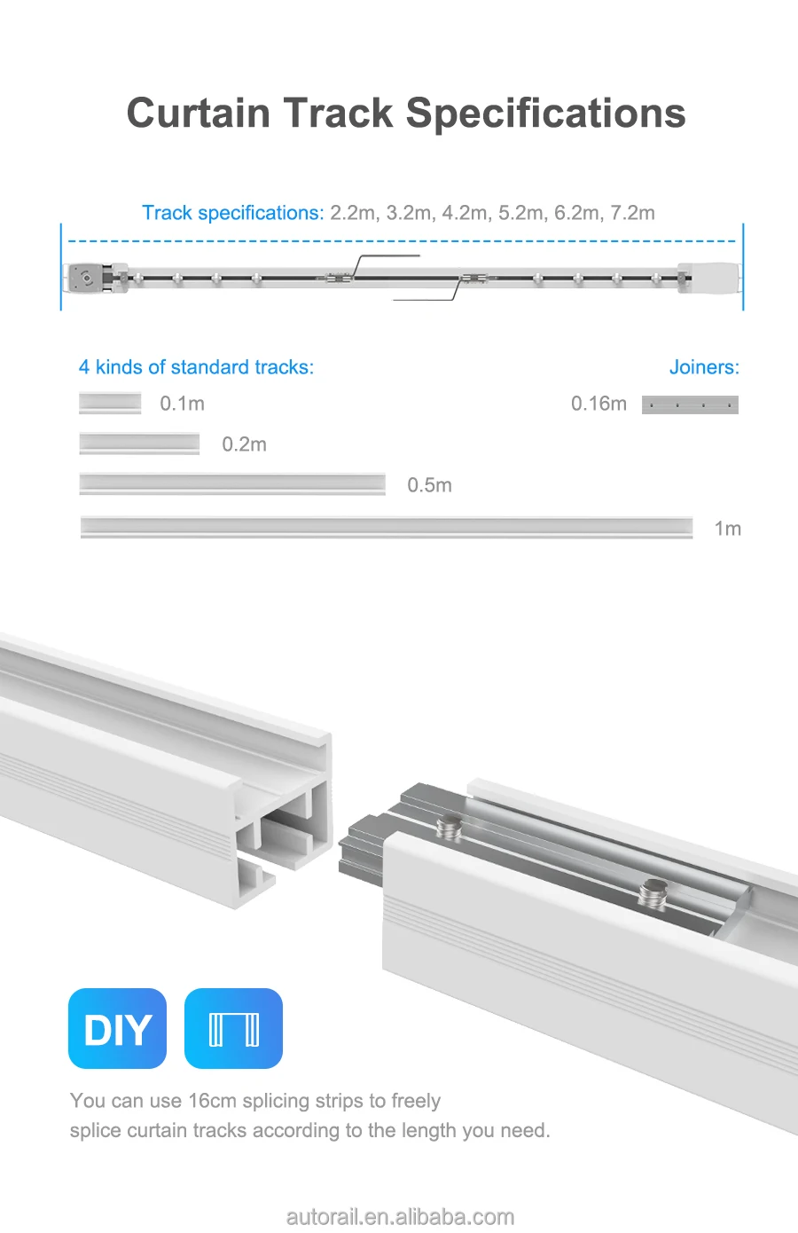 Autorail Smart Home Electric Motorized Curtain Motor Splicing Sliding ...