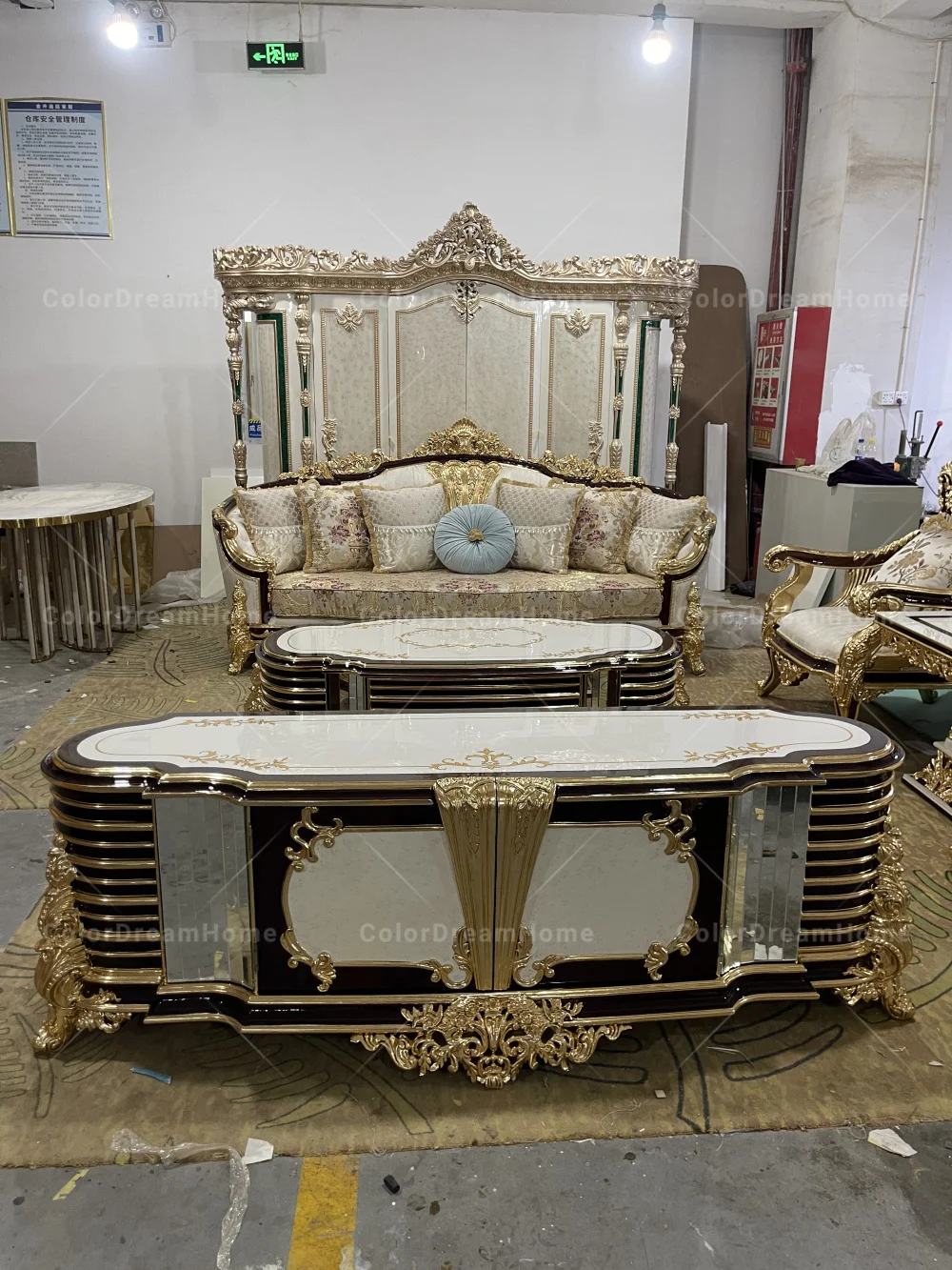 European Royal Design Solid Wood Carved Living Room Furniture Antique ...