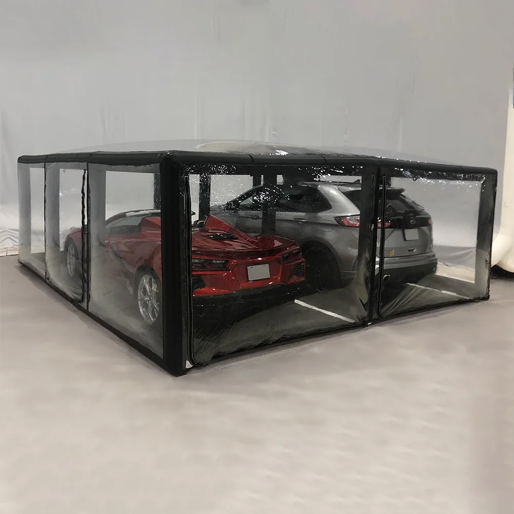 2 Car Inflatable Garage Foldable Inflatable PVC Carport with LED Light ...