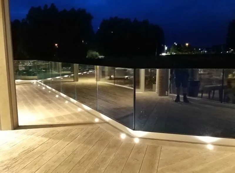 Frameless Glass Railing with LED Light - Easy Installation