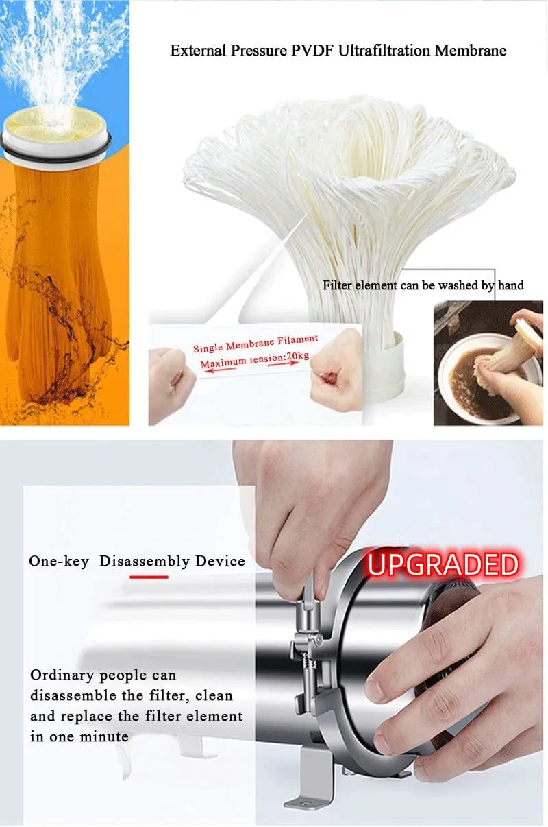 1000l-10000l Pvdf Uf Membrane 0.01micro Retain Mineral Stainless Steel ...