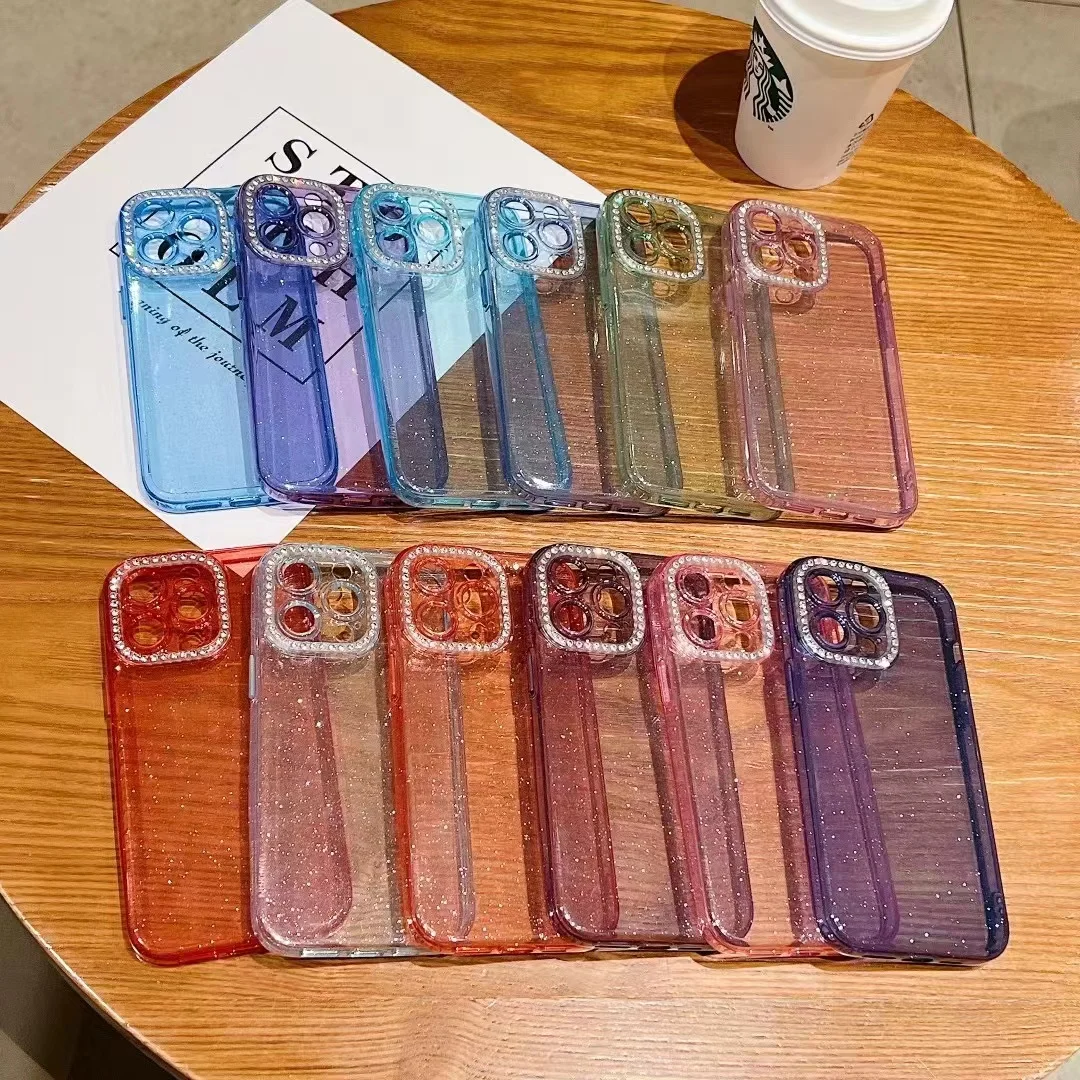 New Design 3 In 1 Pc +tpu Flash Rhinestone Soft Transparent Coque Shiny ...