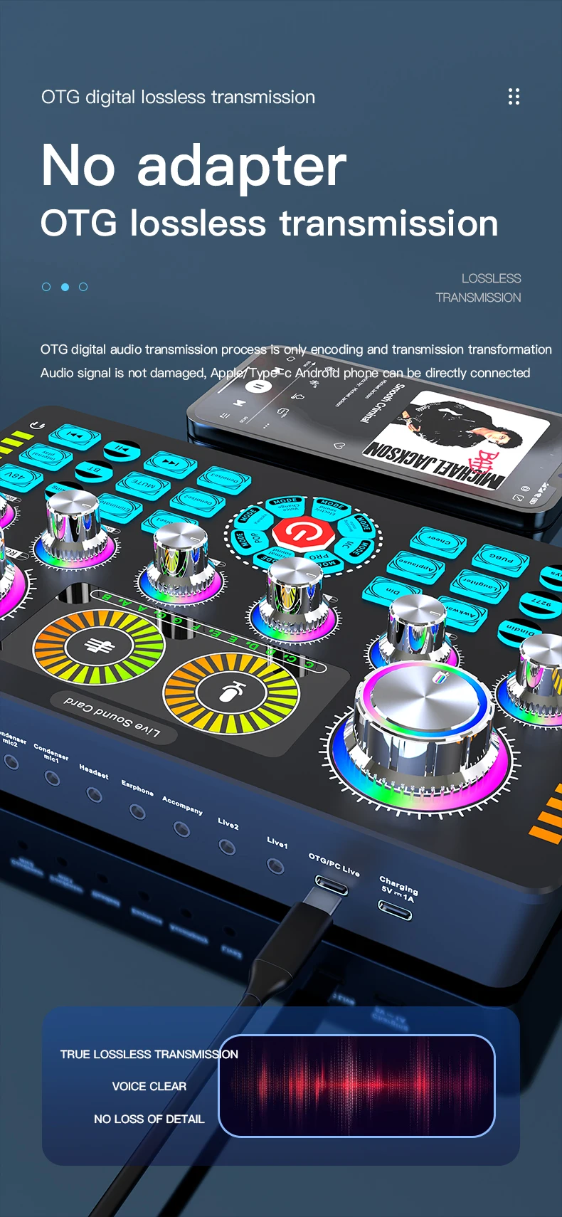 Q7 Live Sound Card Recording Studio Podcast Equipment Desktop Singing ...