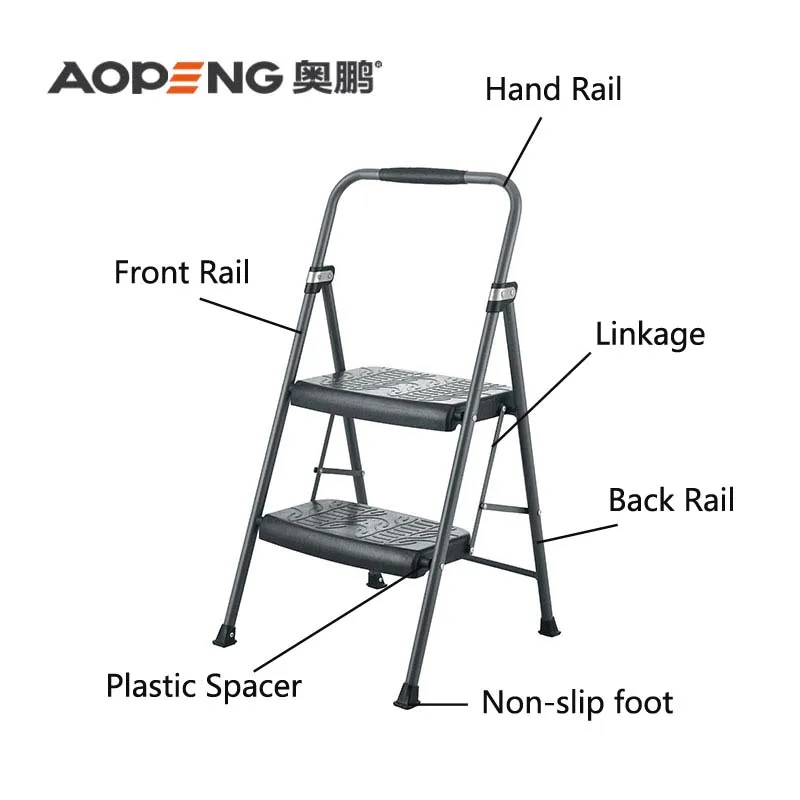 2 Step Ladder Aluminum Lightweight Folding Ladder for Home Office Use ...