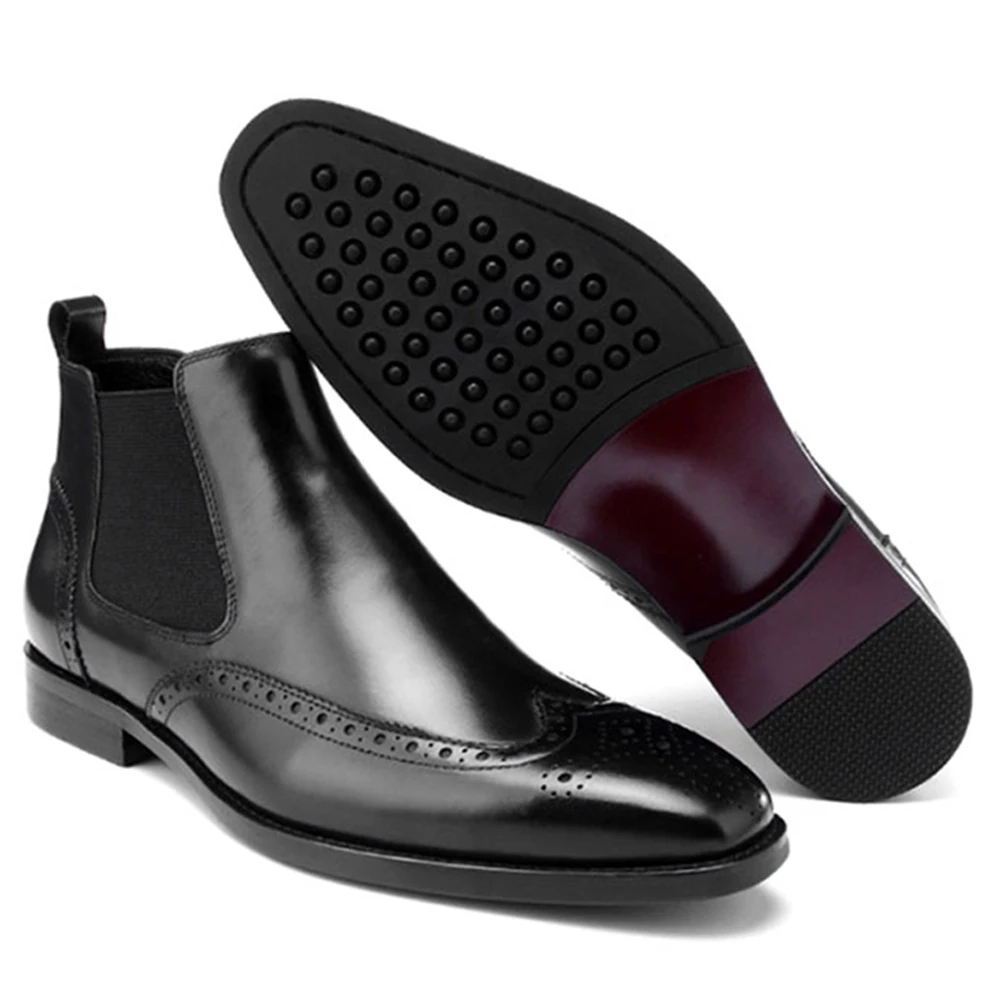 Classy European Style Chelsea Boots For Men Genuine Leather Black And ...