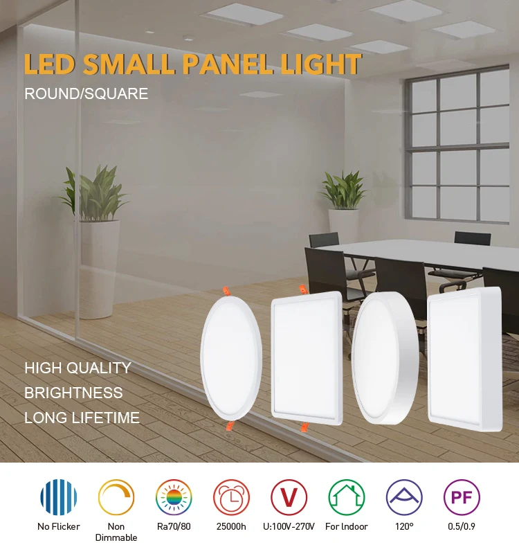 Modern Ultra Slim Integrated LED Panel Light Surface Mount Square Round ...