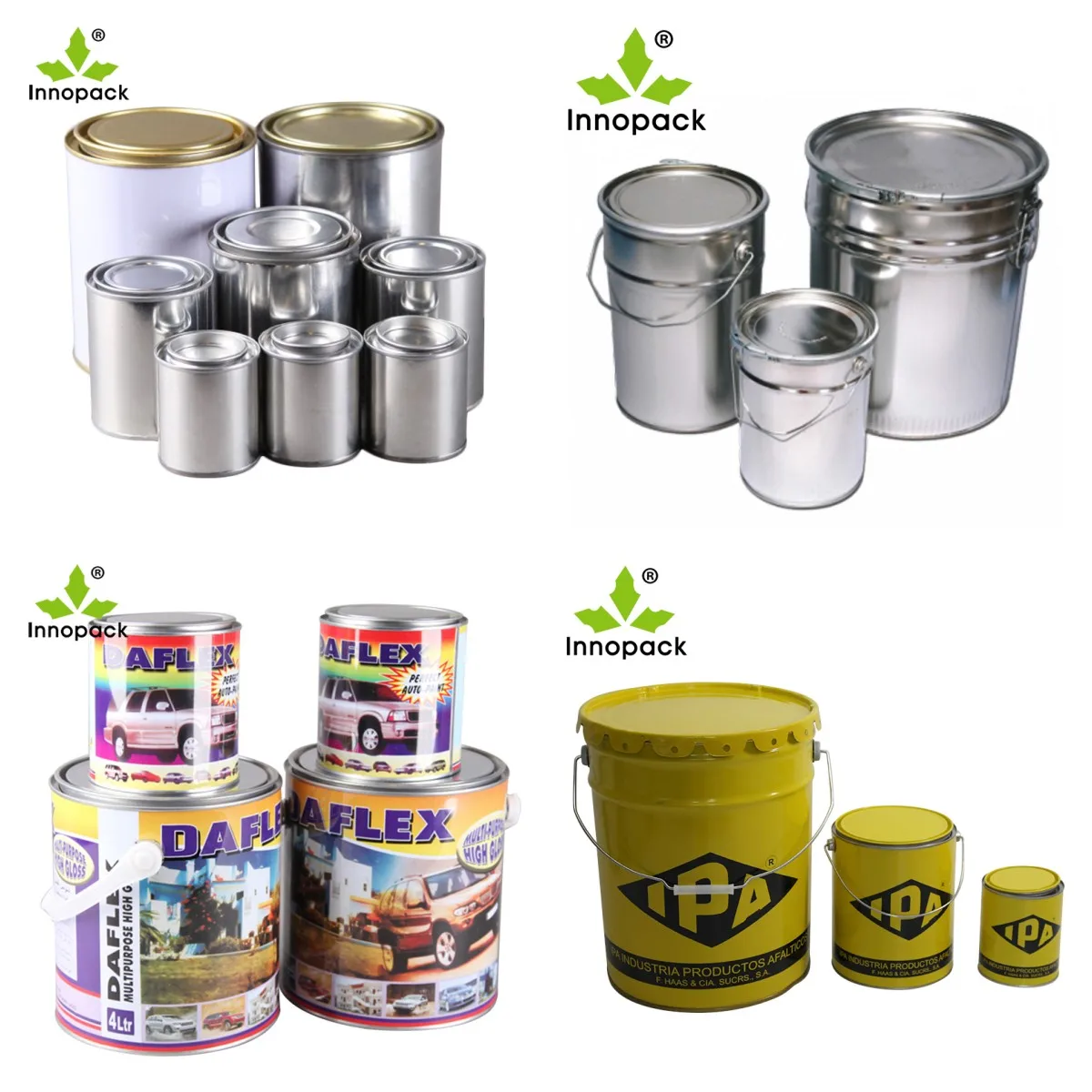 10 Liter Paint Pail, with Lug Lid and Metal Handle, White Painted Metal ...