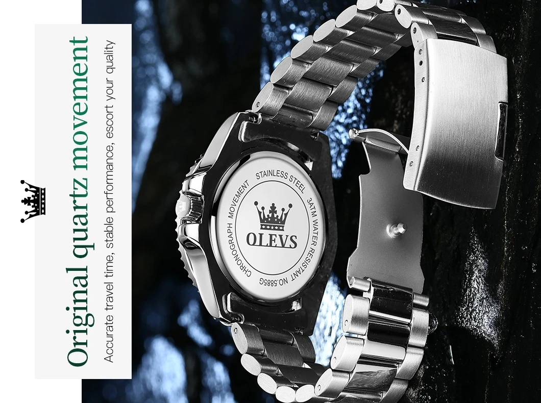 Olevs 5885 China Movt Quartz Watch Stainless Steel Back Analog Date Fashion Male Watches Luxury ...