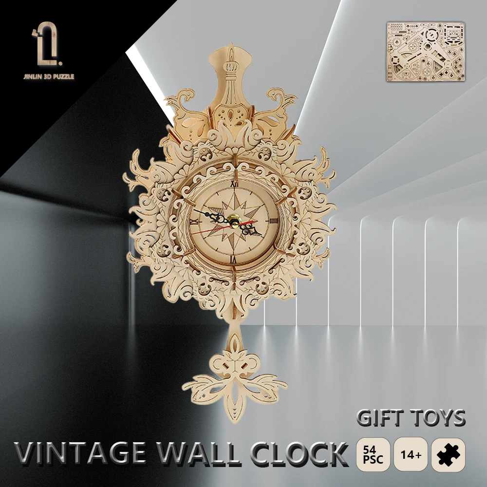 Unique Retro Wall Clock Model 3d Wooden Puzzle Wall Decorations With ...