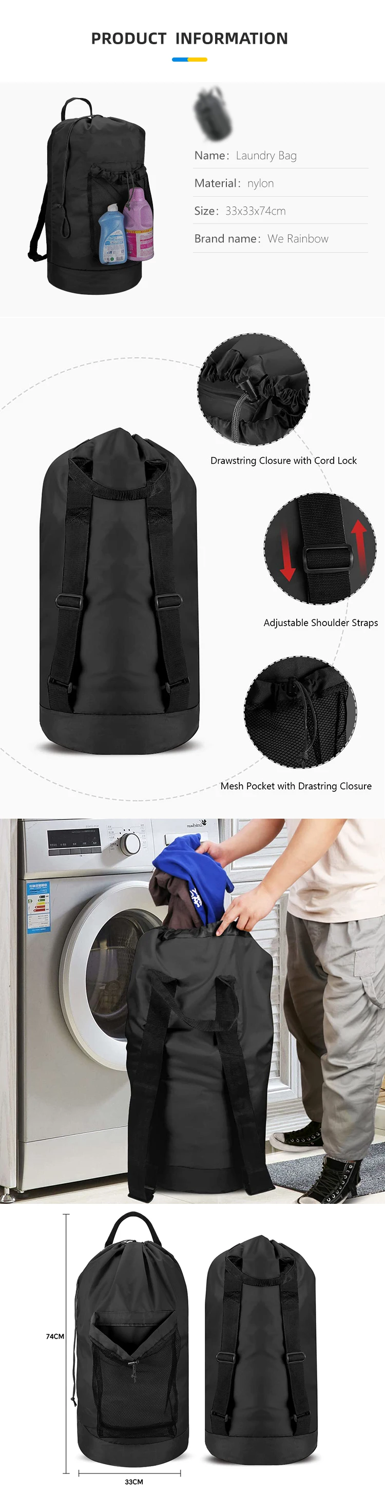 Extra Large Simple Nylon Mesh Laundry Basket Backpack Free Shipping ...