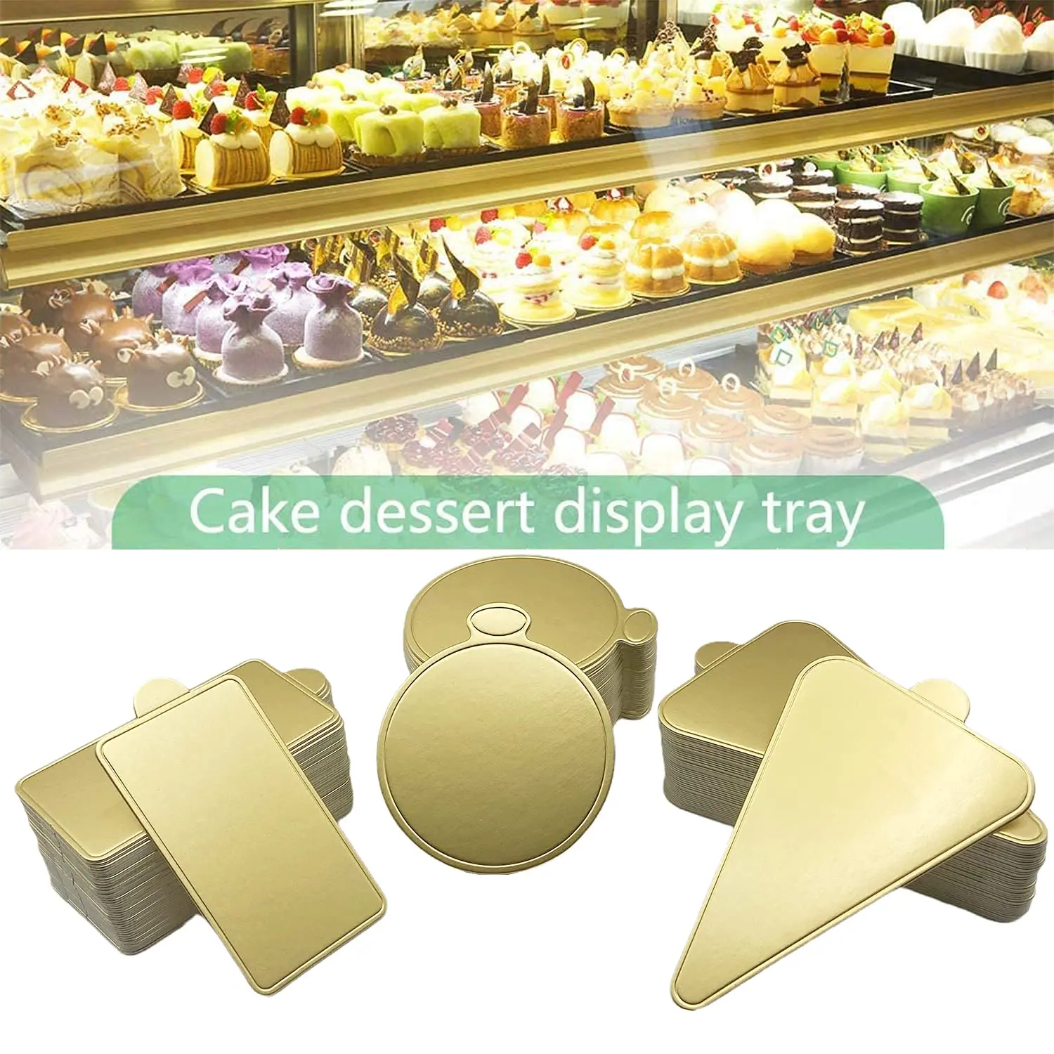 Mini Round Mousse Cake Cardboard Base Spacers Board With Handle Gold ...