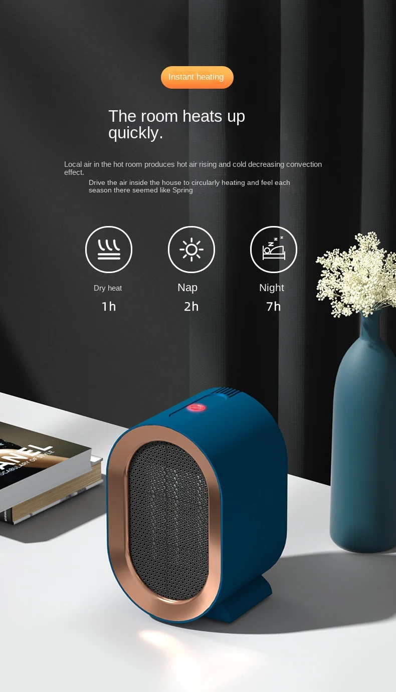 Wholesale Mini Air Personal Portable Warm Ptc Fan Economic Small Space ...