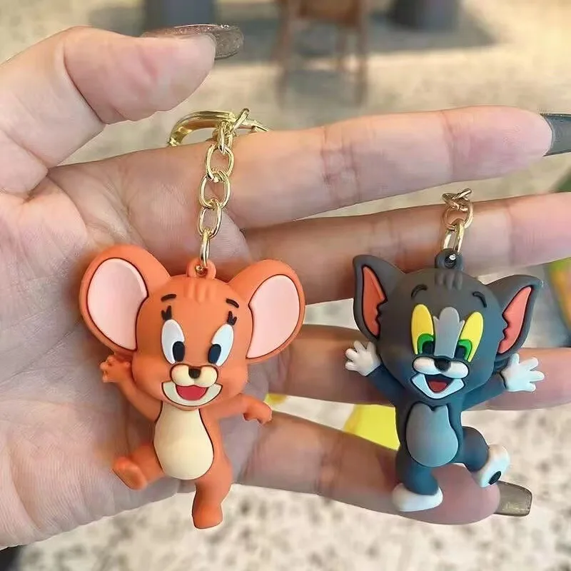 Cartoon Animated 3d Pvc Key Chain Rubber Cat And Mouse Key Ring Cute ...